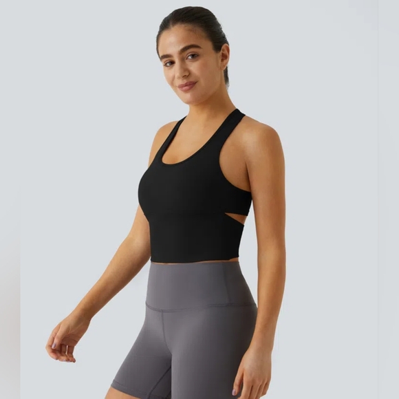 HALARA | Tops | Halara Plush U Neck Backless Racerback Cut Out Cropped ...